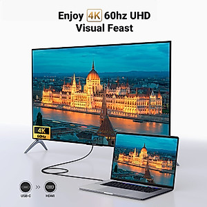 UGREEN USB C to HDMI Cable (4K@60Hz) 6.6FT, Type C to HDMI Adapter Thunderbolt 4/3 to HDMI for Home Office Compatible with iPhone 16 Pro Max Plus, MacBook Pro Air iPad Pro, XPS, Galaxy S24 Steam Deck