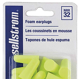 Sellstrom Disposable Uncorded Foam Ear Plugs, 32dB NRR, Hi-Viz Green (Pack of 10), S23414