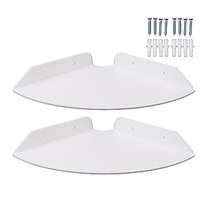 Corner Shelves, Fashion High Strength Wall Mount Floating Corner Shelves Easy Installation 2pcs Large Space for Shower Room (White)