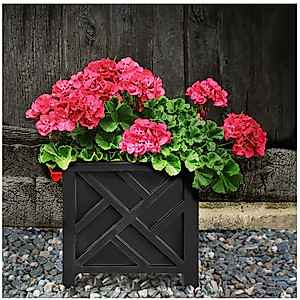 Trenton Gifts Chippendale Planters. Set of 2 .Black. Great for Outdoor Decor, Patio and Lawn Plant Holder