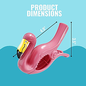 Performore 2 Pack of Flamingo Beach Towel Clips, Portable Towel Holder Clips, Secure Clips for Beach Chairs Deck Patio Pool Boat Cruise Lounge Chair Accessories (Pink)
