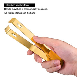 HARFINGTON Stainless Steel Ice Tong, 6.3" x 0.8" Mini Serving Tongs Sugar Tongs for Ice Bucket Cube Sugar Cube Bar Coffee Bar Kitchen, Gold