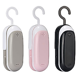 Mini Bag Sealer, 3 Packs Portable Heat Vacuum Sealers, Chip Bag Sealer with Cutter 2 in 1 Heat Sealer Food Sealer Bag Resealer Handheld with Hook for Plastic Bags Food Storage