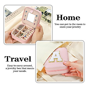 Parima Gifts for Teen Girls - 2025 Travel Jewelry Case Gifts Ideas, 6,7,8,9,10,11,12,13,14 Year Old Girl Birthday Gift Travel Jewelry Organizer Christmas Gifts for Daughter - Letter E, Pink