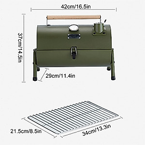 Portable Charcoal Grill Mini BBQ Grill with Lid and Thermometer, Tabletop Small Barbecue Grill & Smoker, Compact Outdoor Cooking Grill for 3-5 People Backyard Picnics Beach Camping,Red
