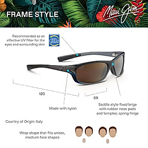 Maui Jim Men's and Women's Kipahulu Polarized Wrap Sunglasses, Marlin/HCL® Bronze, Small