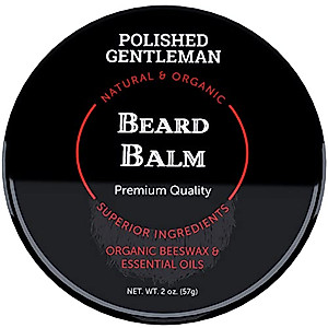 Beard Balm & Mustache Wax for Men - Beard Moisturizer with Organic Beeswax & Essential Oils - Hair Pomade & Hair Balm - Beard Polishes, Softener, Condition & Styling for Men's Grooming (2oz)