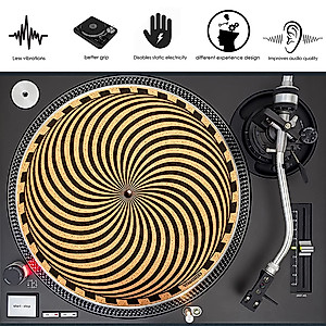 TazStudio Cork Turntable Mat for Better Sound Support on Vinyl LP Record Player - Original Geometric Design- Storm Art [3mm Thickness]-m2