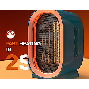 Ceramic Space Heater for Indoor Use, Overheat Protection, Tip-Over Protection, Low Noise Heating, Safe Electric PTC Portable Fan for Office Home Room, White Smart Handy Warmer for Bedroom Desktop