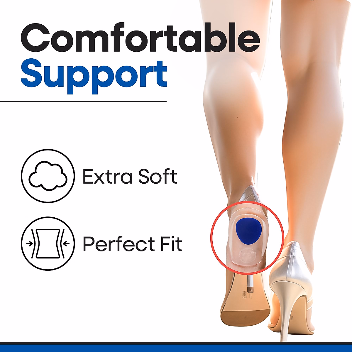 Gel Heel Pads for Shoes Heel Pain Relief | Plantar Fasciitis Heel Cups | Heel Cushion Heel Spur Relief | Silicone Heel Protector Insoles | Sore Bruised Feet | Heel Inserts for Women & Men (LRG 3-PAIR)
