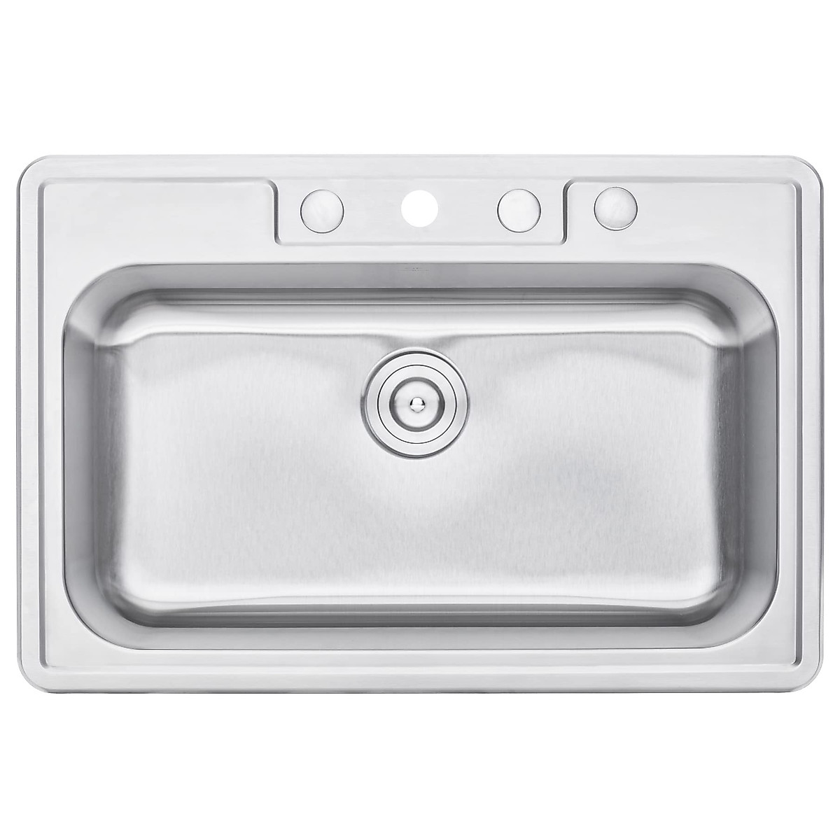 CozyBlock 33 x 22 x 9 Inch Top-mount/Drop-in Stainless Steel Single Bowl Kitchen Sink with Strainer and Cutting Board - 18 Gauge Stainless Steel-4 Faucet Hole