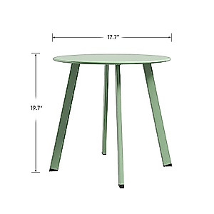 Nalupatio Patio Round Outdoor Coffee Table Side Table Round end Table Weather Resistant Steel Large/Normal Round End Table Outdoor Side Table for Balcony, Porch, Deck, Poolside Yard Garden