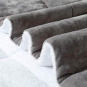 ART DEMO Home Ultra Soft Plush Sherpa Fleece Comforter Bed Set with Pillow Shams for All Season, 3 Piece, Full/Queen Size, Charcoal Grey