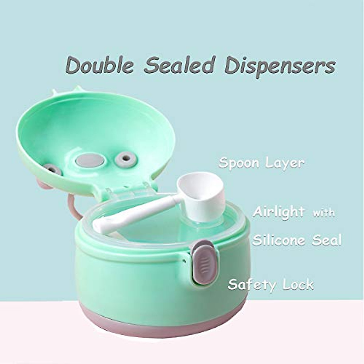 Baby Formula Dispenser, Portable Milk Powder Dispenser Snack Storage Container for Travel Bedroom Outdoor … (Green)