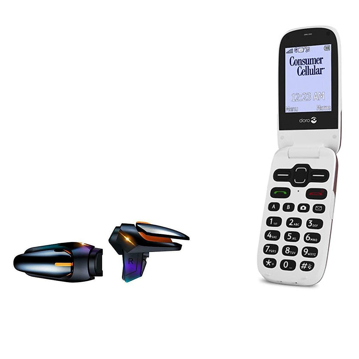 BoxWave Gaming Gear Compatible with Doro PhoneEasy 626 - Touchscreen QuickTrigger Auto, Trigger Buttons Autofire Gaming Mobile FPS - Jet Black