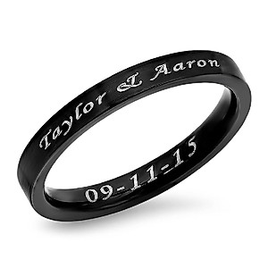Forevergifts Personalized 4mm Stainless Steel Band Ring - Free Engraving (stainless-steel, 7)