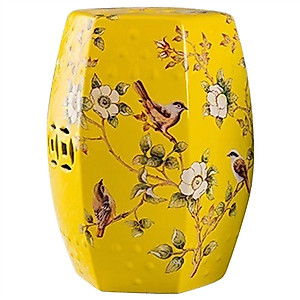 JIADIAONI Decorative Ceramic Garden Stool, Glazed Hollow Lion's Head Shoe Changing Stool for Living Room, Balcony, Garden, Etc. (Color : Yellow)
