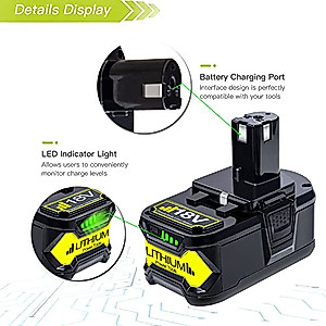 DTK 2Packs 6.2Ah 18V Battery Replacement for Ryobi 18V Battery One Plus P102 P103 P104 P105 P107 P108 P109 P190 P122 18V Lithium ONE+ Batteries Replacement