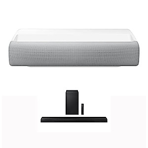 Samsung SP-LSP9T 130" The Premiere 4K Smart Laser Short-Throw Projector with a Samsung HW-Q600A 3.1.2 Ch Dolby Atmos Soundbar with Wireless Subwoofer (2021)