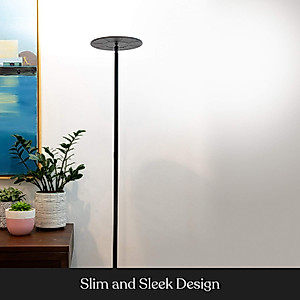 Brightech Sky Flux Dimmable LED Floor Lamp – Super Bright Floor Lamp for Living Room and Offices – Torchiere Standing Lamp with 3 Light Options, Tall Lamp for Bedroom Reading and More - Black