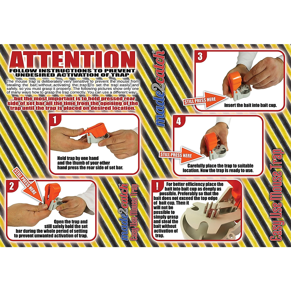 made2catch Pack of 6 Easy Use Mouse Traps - Model 2016 (Random Colors) - Easy Set Snap Mouse Trap - Reusable Humane Mouse Traps That Work - Mice,Voles and Small Rodents Control - Random Colors