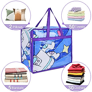 Budding Joy 6 Pack Clear Zippered Storage Bags for Clothes,40L Closet Organizers and Storage Containers Vinyl Moving Bag for Bedding, Linen, Blankets, Comforters, Clothing & Toys