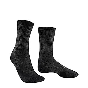 FALKE Men's TK2 Explore Wool Hiking Socks, Mid Calf, Medium Padding, Athletic Sock, Breathable Quick Dry, Merino Wool, Grey (Smog 3150), 6.5-8.5, 1 Pair