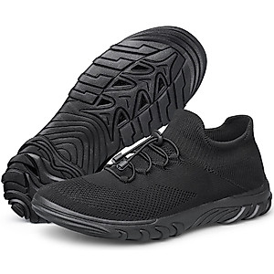 SILLENORTH Mens Womens Water Shoes Quick-Dry Sock Aqua Water Sneakers Slip-on Casual Walking Shoes for Diving Swimming Surfing Yoga Beach Sea Sports Black