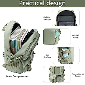 AoMoon Kawaii Backpack Lovely Pastel Rucksack for Teen Girls Aesthetic Student Bookbags with Kawaii Pin and Cute Accessories (Green-C)