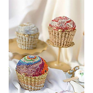 Cupcake Crystal Clutch Evening Clutches Bags Wedding Party Bridal Diamond Minaudiere Handbag Purse (Rainbow,)