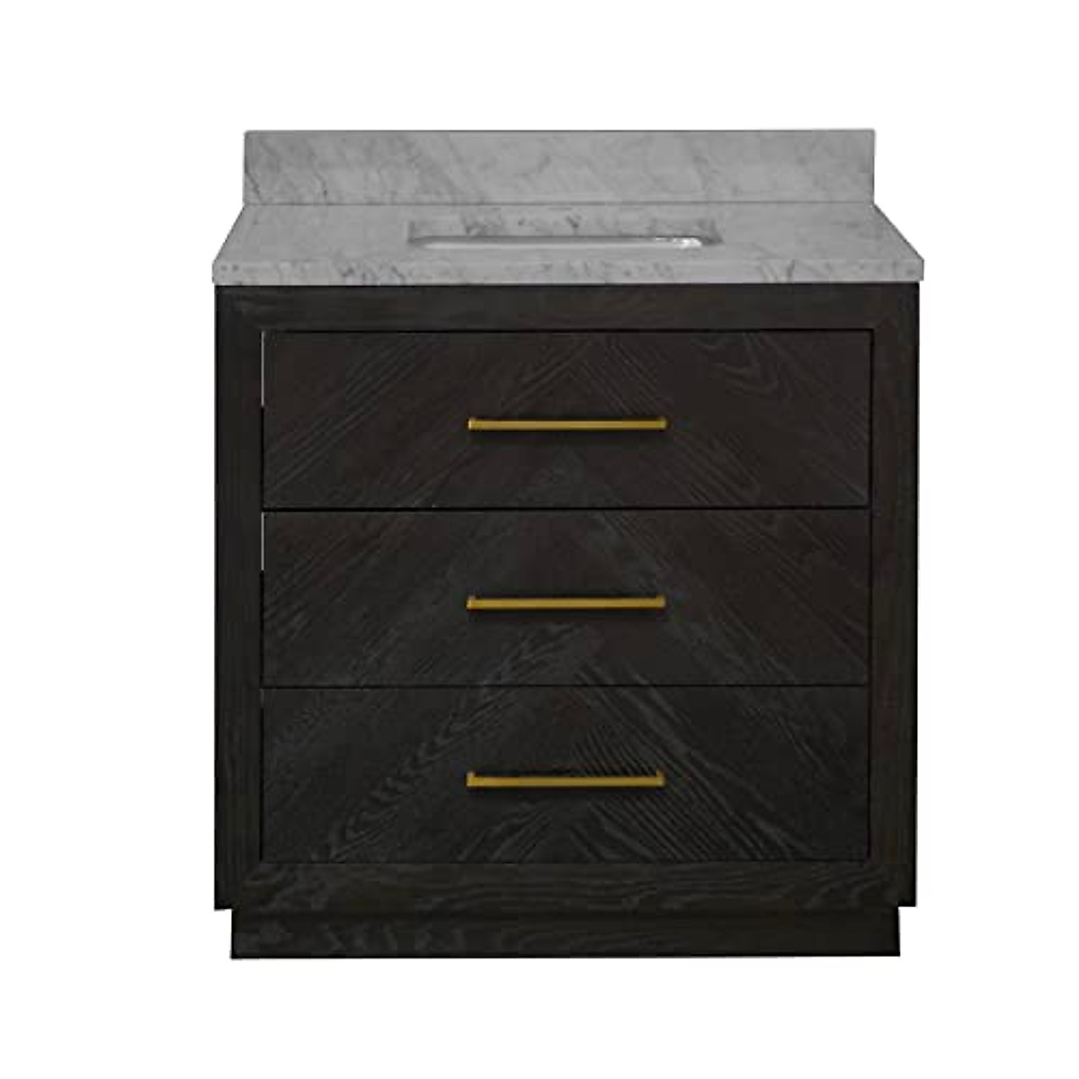 Avery 36-inch Bathroom Vanity (Carrara/Dark Oak): Includes Dark Oak Cabinet with Stunning Carrara Marble Countertop and White Ceramic Sink