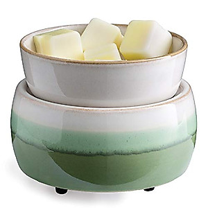 CANDLE WARMERS ETC 2-in-1 Candle and Fragrance Warmer for Warming Scented Candles or Wax Melts and Tarts with to Freshen Room, Green Tea Matcha Latte