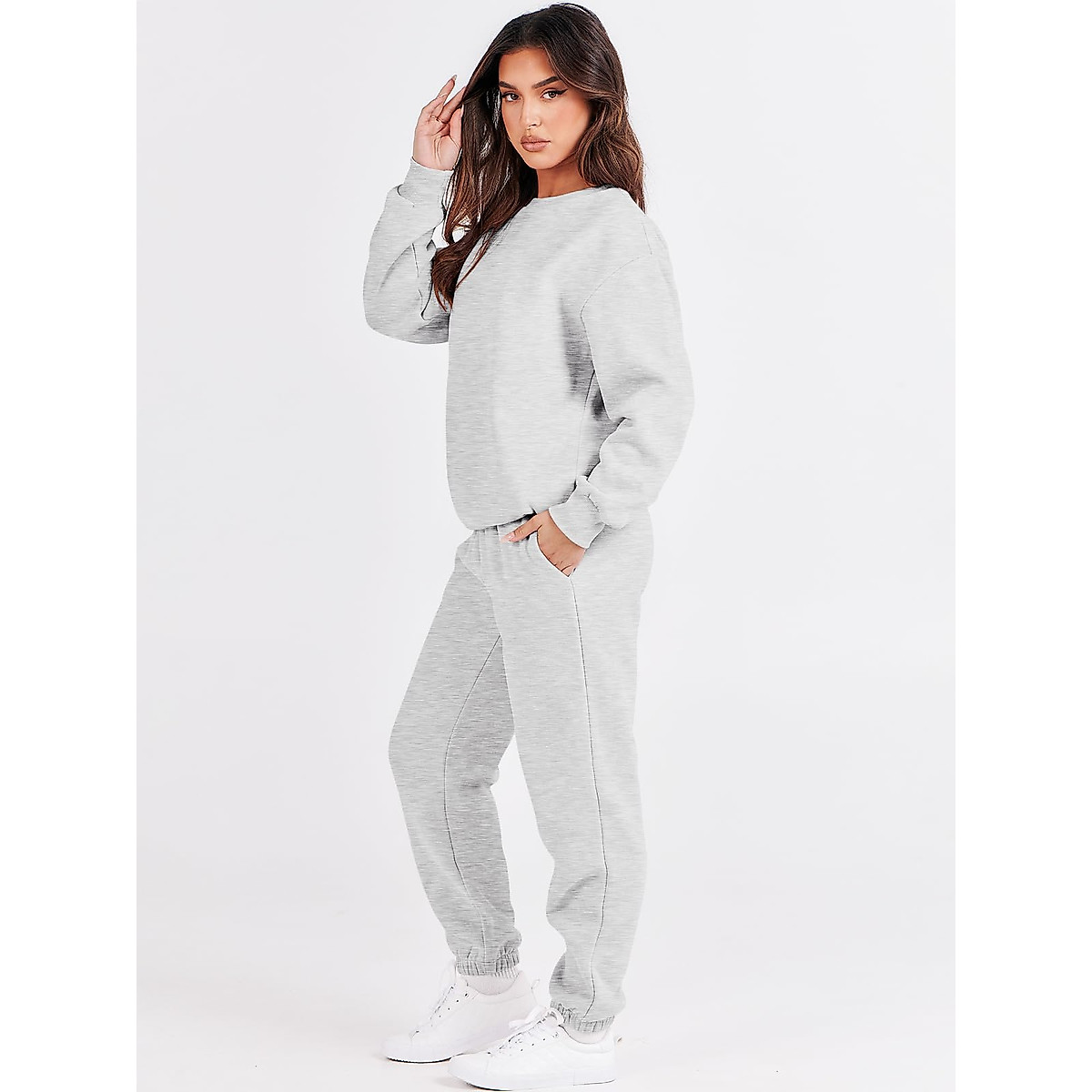 ANRABESS Women's Two Piece Outfits Lounge Set Long Sleeve Crewneck Sweatshirt Jogger Pants Tracksuit Sweatsuit 2024 Fall Sets Small
