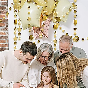 Corwogolo 90 Feet Gold Twinkle Little Star Garlands Glitter Hanging Glitter Paper Banner Streamer Star Themed Circle Dot Garland Party Decorations Baby Shower Wedding