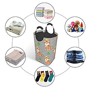WAYWANT Tiger Laundry Basket Freestanding Collapsible Laundry Bag Foldable Laundry Hamper Clothes Toys Organizer Bag with Handles for Bathroom,Bedroom,College Dorm,Kids Room
