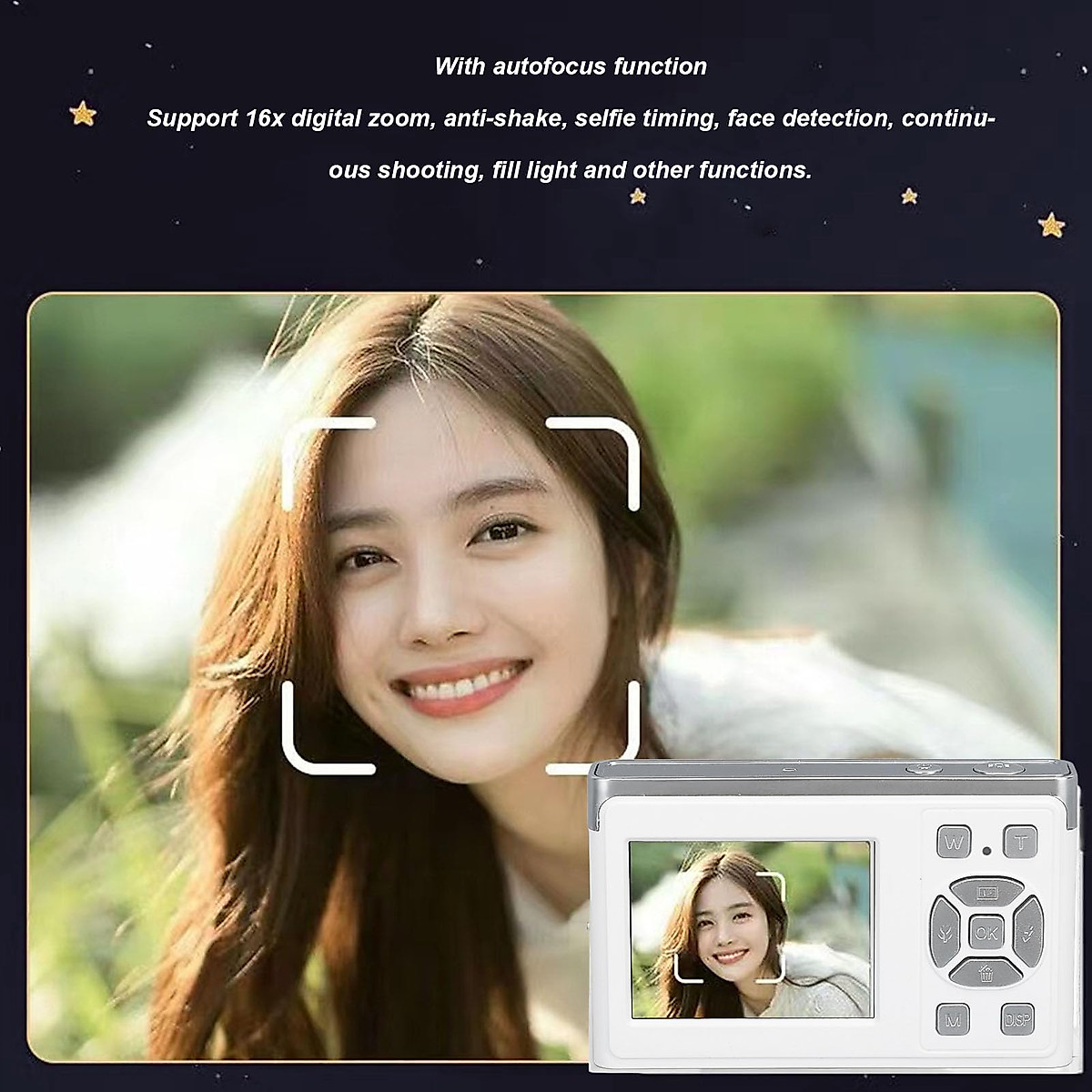 4K Digital Camera, C12 50MP 16X Digital Zoom FHD 1080P Point and Shoot Camera for Kids, Anti Shake & Autofocus Compact Vlogging Camera with Fill Light, 750Mah Rechargeable