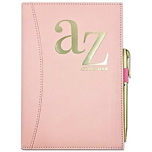 A to Z Telephone A5 Address Book A-Z Index Hard Back Cover with Pen (Pink)