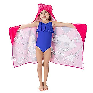 L.O.L. Surprise Soft Cotton Hooded Bath Towel Wrap, 24” x 50”, Pink