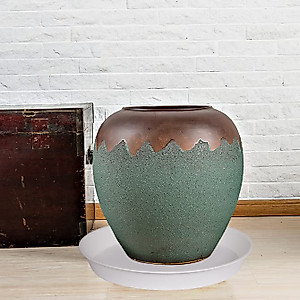 Bleusea 3 Pack of Deep Plant Saucer 18 19 inch, Large Heavy Duty Plastic Plant Saucers 18" Round, Plant Drip Trays for for Indoors Outdoor, Pot Tray for Planter 17-20" (Creamy White)