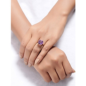 YoTreasure 10kt Yellow Gold Amethyst Solitaire Chunky Ring (Cushion, 5.85 ct. t.w.)