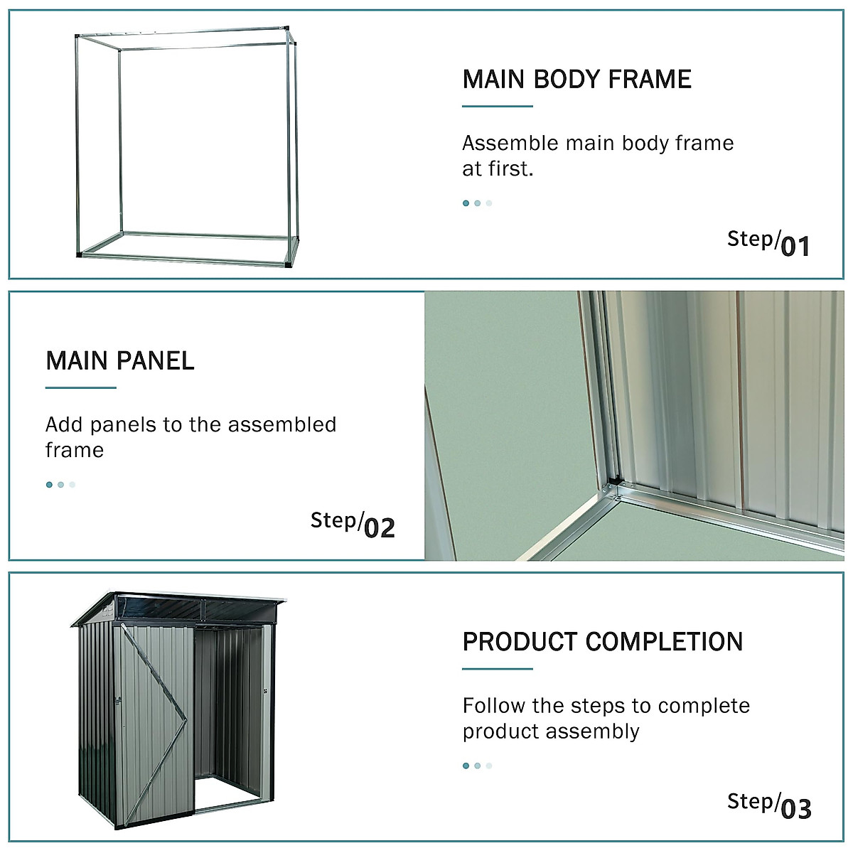 5 x 3ft Outdoor Metal Storage Shed with Lockable Door Aluminum Frames Easy Assembly Outdoor Storing Tools for Bike Trash Can Machine Black