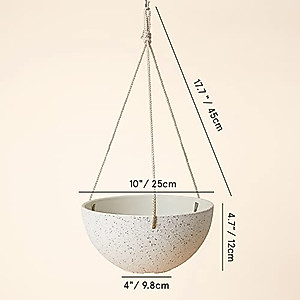 LA Jolie MUSELA Hanging Planters for Indoor Plants - Flower Pots Outdoor 10 inch Garden Planters and Pots,Speckled White Set of 2