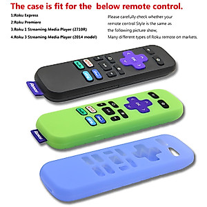 [2 Pack] Pinowu Remote Cover (Glowing in The Dark) Compatible with Roku Simple Remote, Anti Slip Silicone Cover Suitable for Roku Express and Roku Premiere Player Remote (Blue and Green)