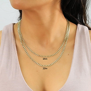 Nuragold 10k Yellow Gold 4.5mm Cuban Curb Link Chain Pendant Necklace, Mens Womens Jewelry 16" 18" 20" 22" 24" 26" 28" 30"