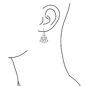 Boho Ethnic Indian Style White Freshwater Culture Pearl Fringe Chandelier Earrings Western Jewelry For Women Teen .925 Sterling Silver Fish hook