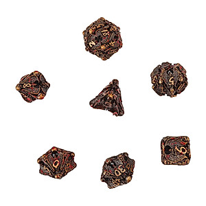 Keenso 7pcs Metal Hollow Dice,Fine Copper Skeleton Polyhedral Metal Dice for Role Playing Board Games