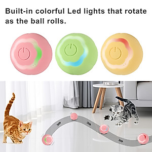 CyperGlory Interactive Cat Smart Ball Toy 2.0, Automatic Power Rolling Ball with Colorful Lights & Floral Design, USB Rechargeable, Activate Natural Hunting Instincts, Perfect Indoor Playmate (Pink)