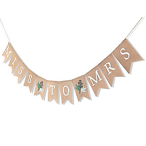 Miss to Mrs Burlap Banner - Greenery Bridal Shower Decorations, Greenery Shower Banner, Rustic Bridal Shower Decor, Miss to Mrs Banner Sign, Best Party Supplies