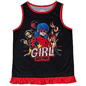Miraculous Ladybug Rena Rouge Little Girls Ruffle Tank Top Shirt & Pajama Shorts Set 5 Black