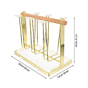Kichvoe Cup Drying Rack Stand, Upside down Metal Glass Mug Draining Holder Organizer Hanging Shelf Drinking Glass Drainer Stand with Tray